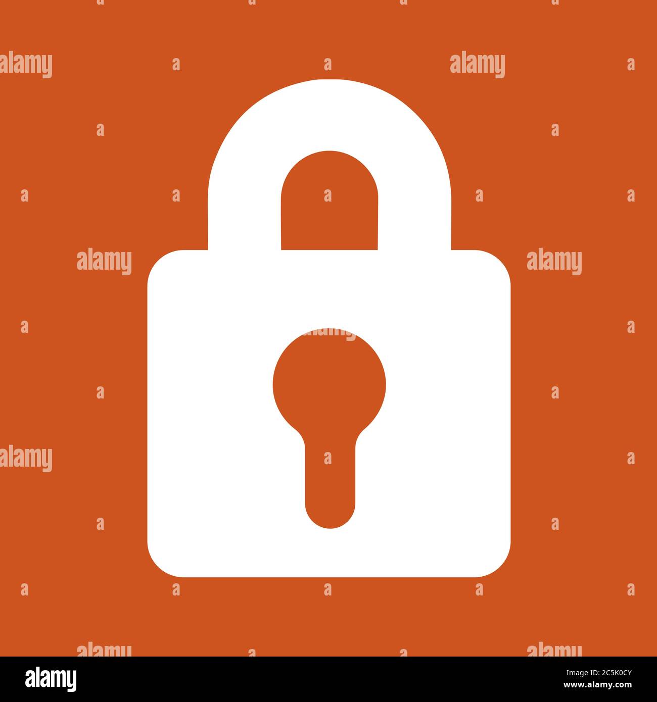 Lock icon in trendy flat style isolated on red background. Vector ...