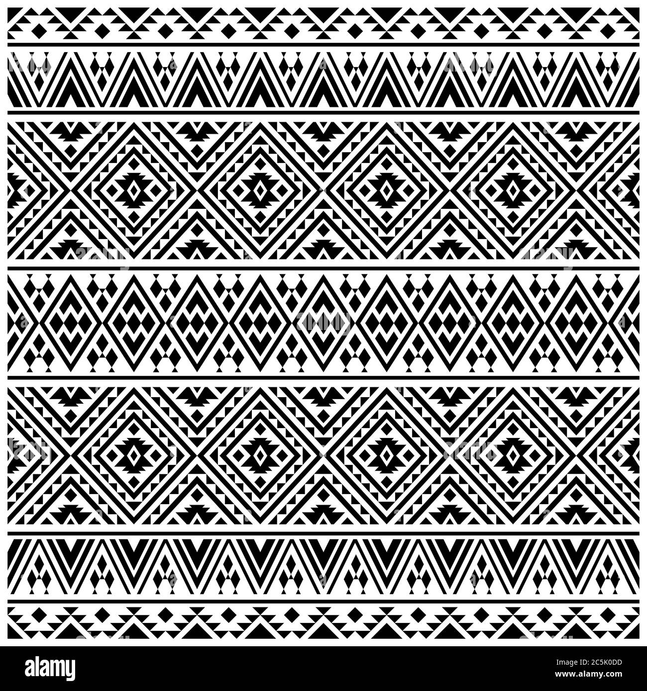 Seamless ethnic Pattern in aztec style black white color Stock Photo ...