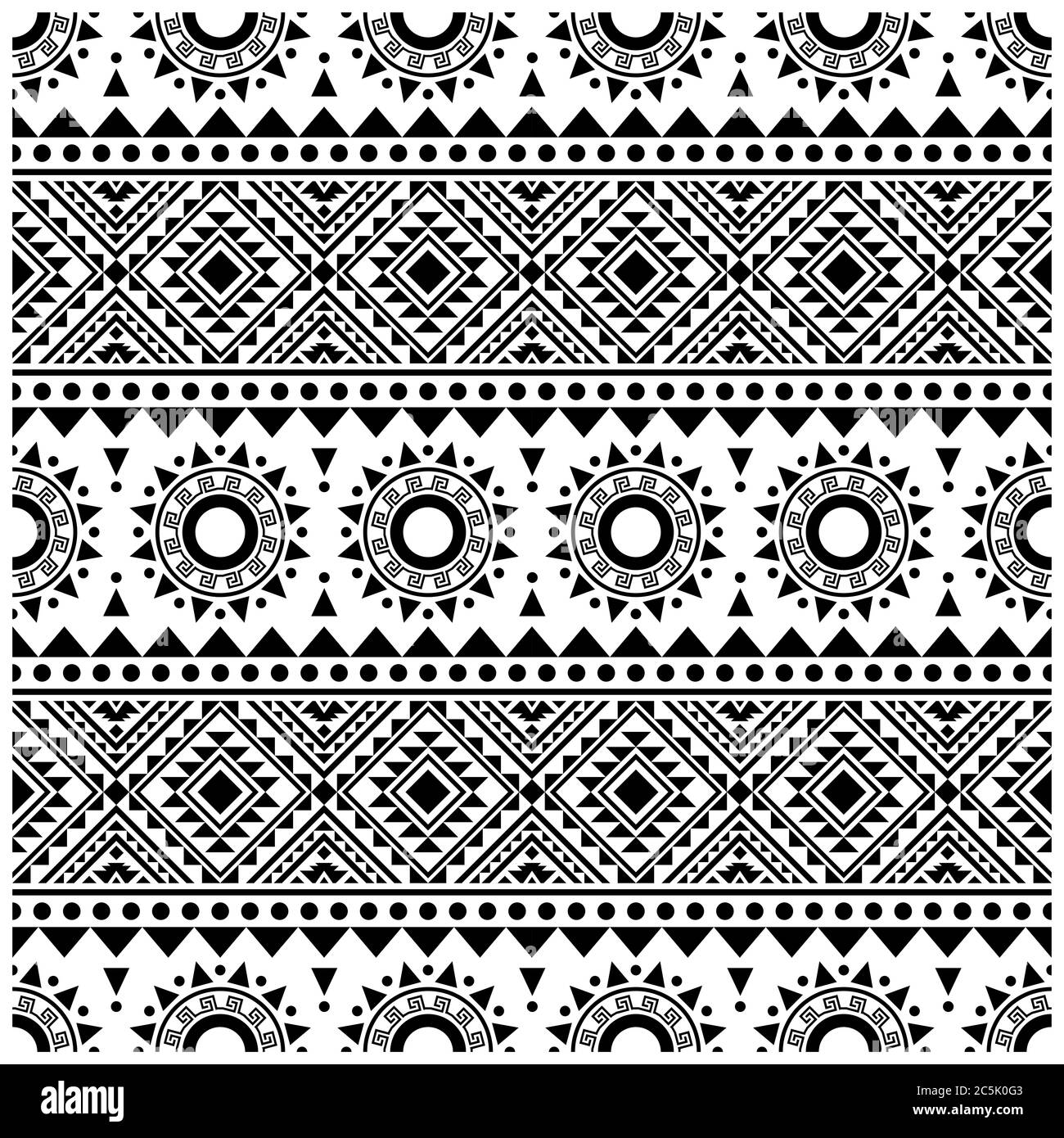 Seamless ethnic Pattern in aztec style black white color Stock Photo ...