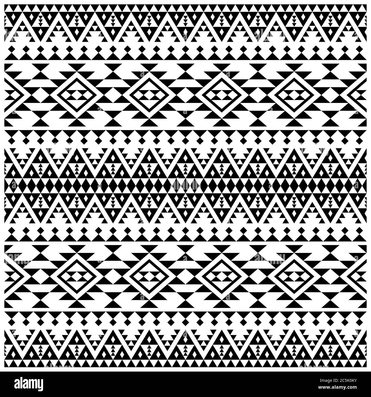 Traditional Seamless Aztec pattern texture design vector in black white ...