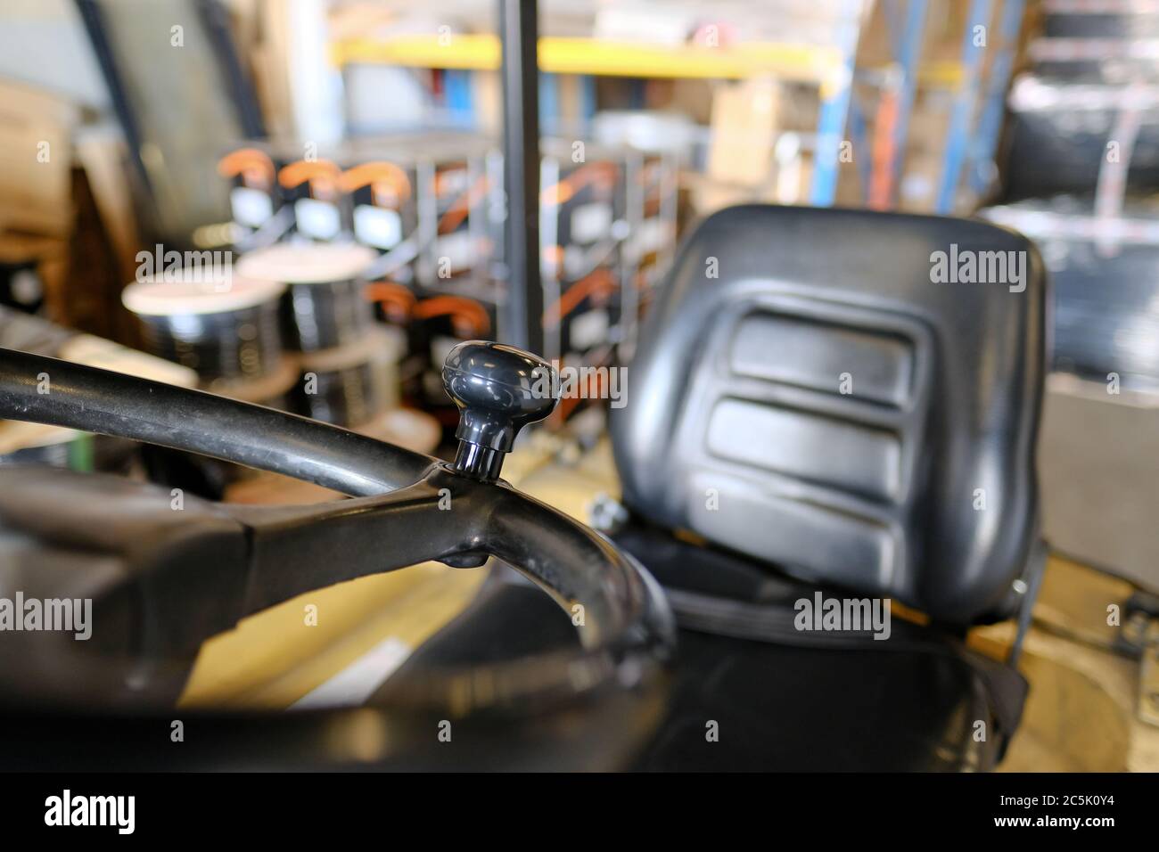 Shallow focus of the forward and reverse label seen on a warehouse ...