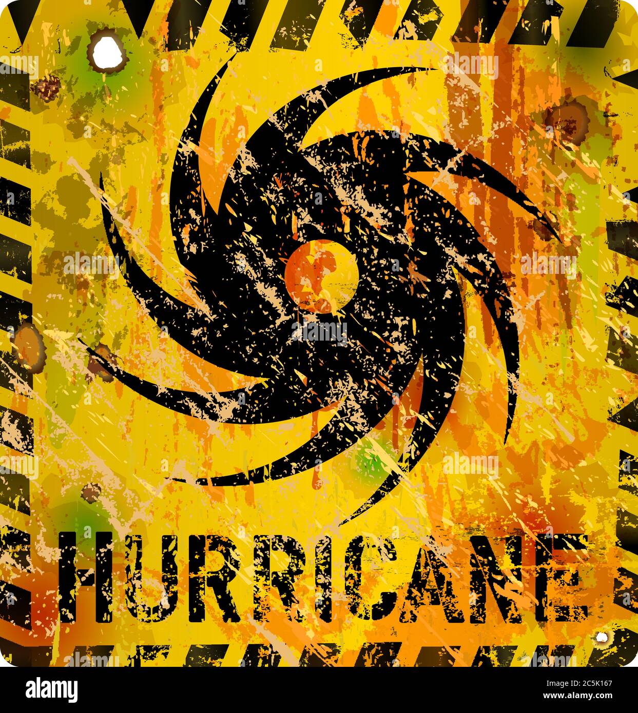hurricane warning sign, heavy weathered, vector eps 10 Stock Vector ...