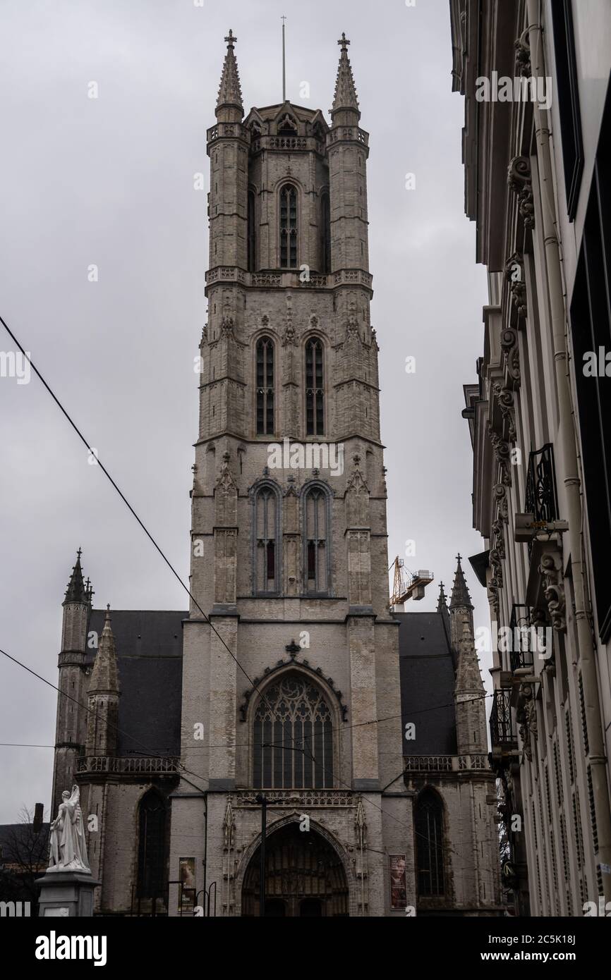 Ghent, Belgium, 03/01/2020. View of the Saint Bavo Cathedral Stock ...