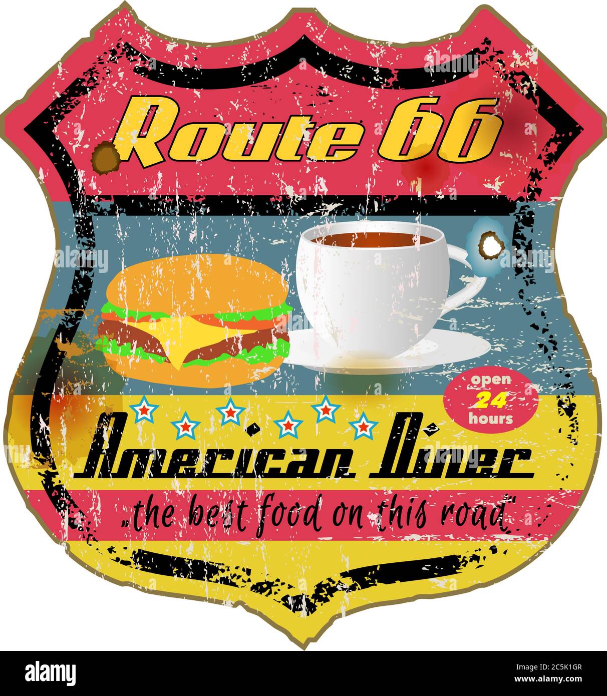 Vintage route 66 diner sign,old fast food restaurant advertsing sign ...