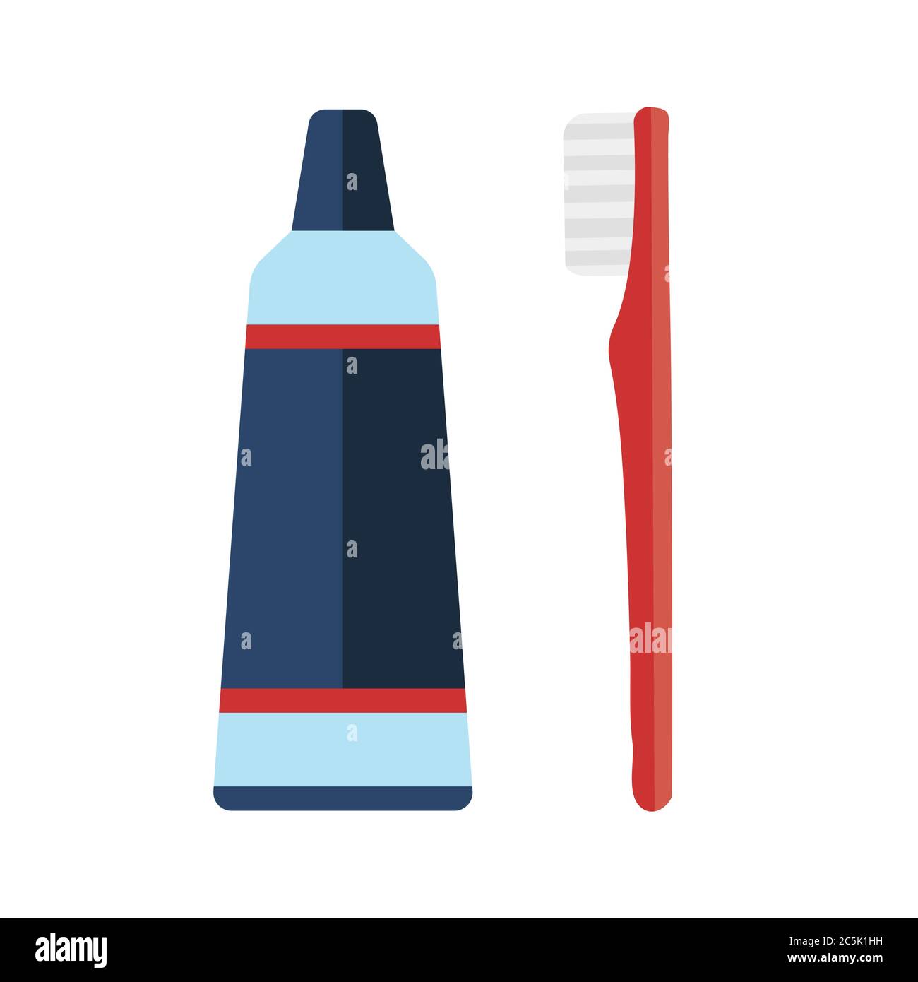 Toothbrush and toothpaste on white background. EPS 10 in trendy flat ...