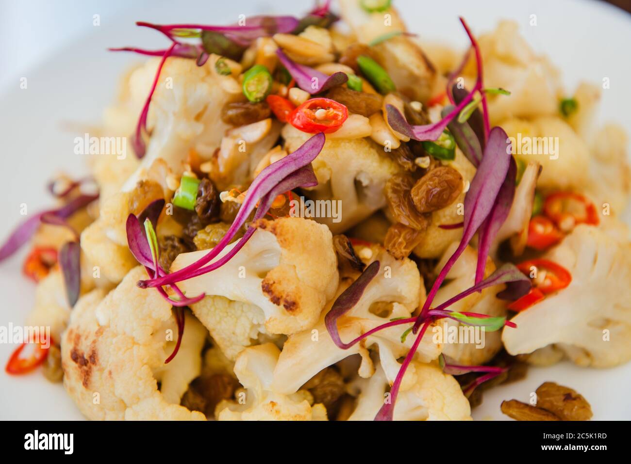 Roasted Cauliflower, with microgreens Stock Photo - Alamy