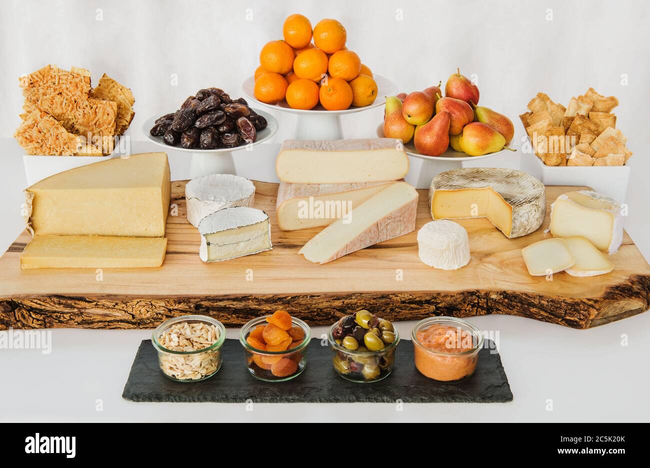 buffet with assorted cheeses and fruit Stock Photo - Alamy