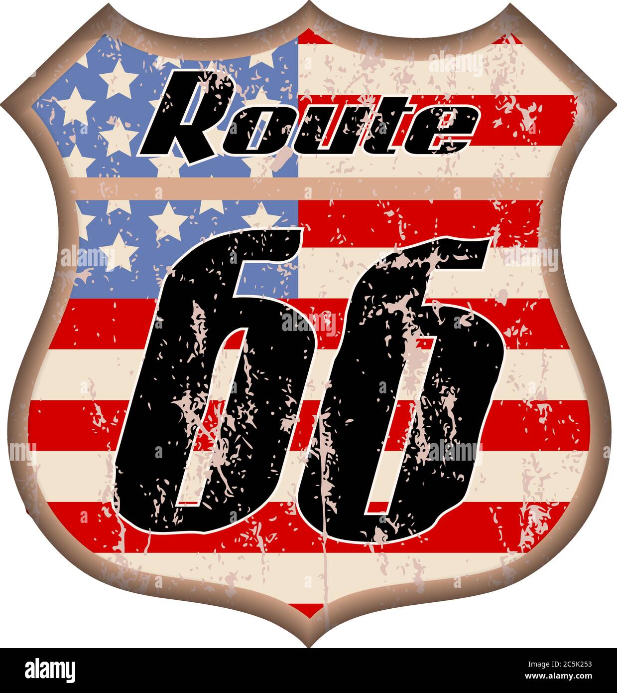 Route 66 sign,distressed grungy roadsign, retro style, vector ...