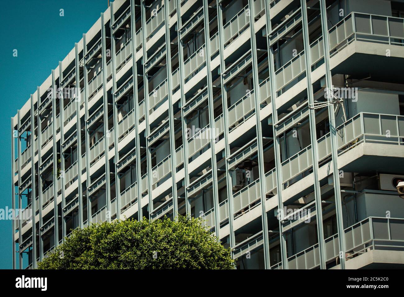 Nicosia Cyprus 03 July 2020 View of the facade of a modern building ...