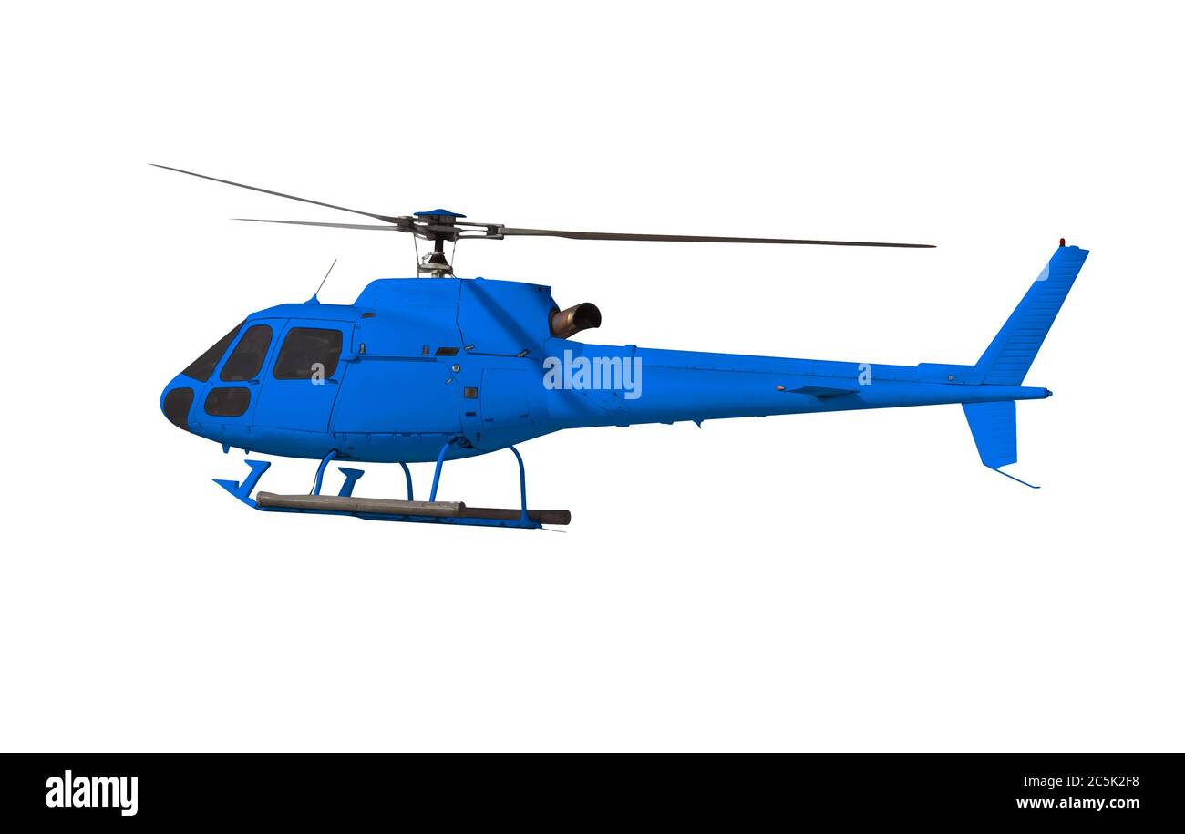 Blue helicopter isolated on white. Photo with clipping path Stock Photo ...