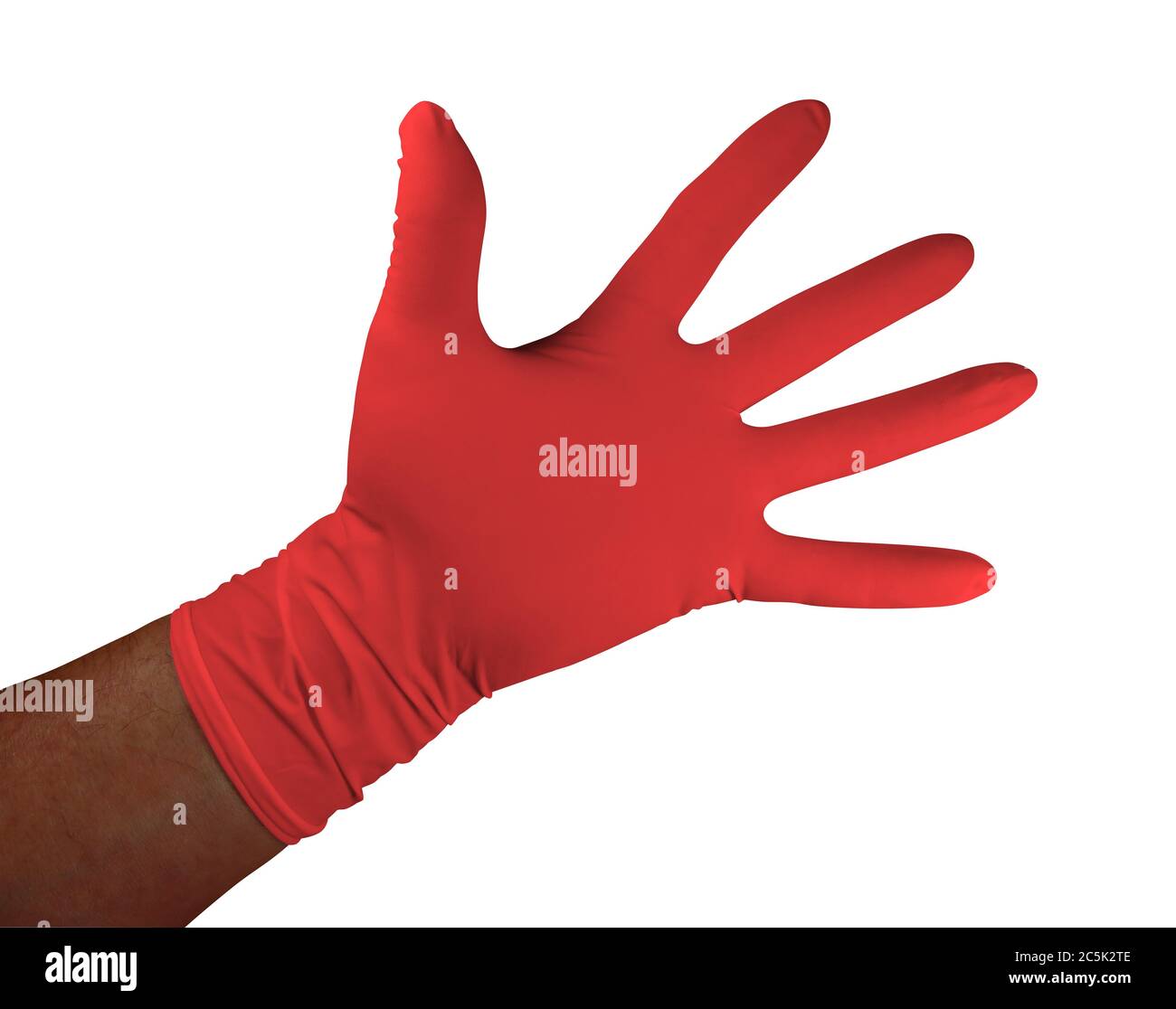 Red medical rubber gloves, isolated on white background. Clipping Path ...