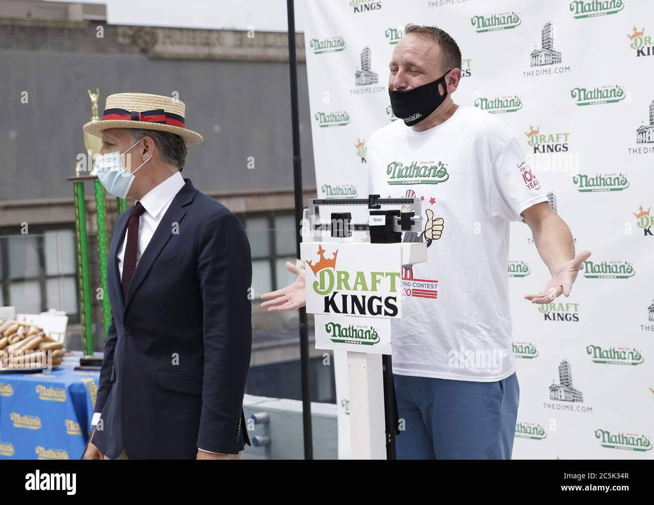 Williamsburg, United States. 03rd July, 2020. George Shea speaks while ...