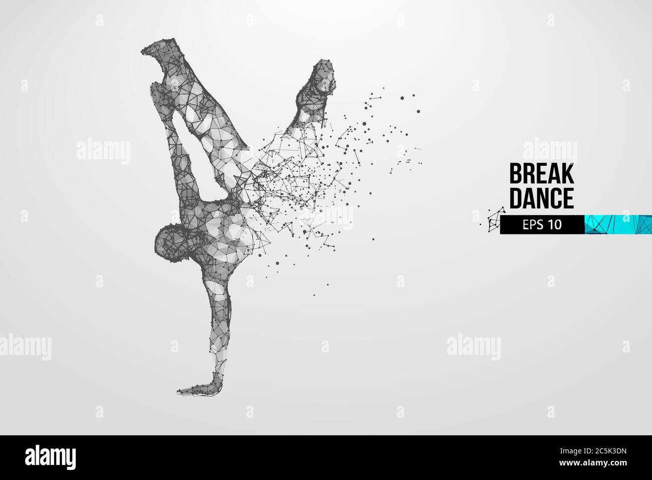 Abstract silhouette of a wireframe breake dancer. Teenager dance hip ...