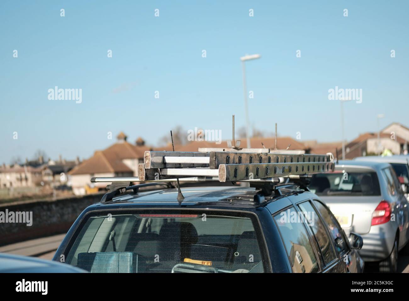High contrast, low level view of a typical pavement seen down a one way ...