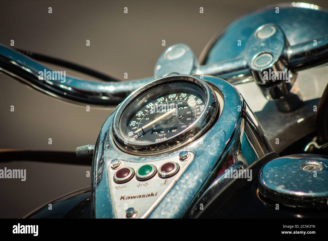Nicosia Cyprus 03 July 2020 Closeup of a motorcycle parked in the ...