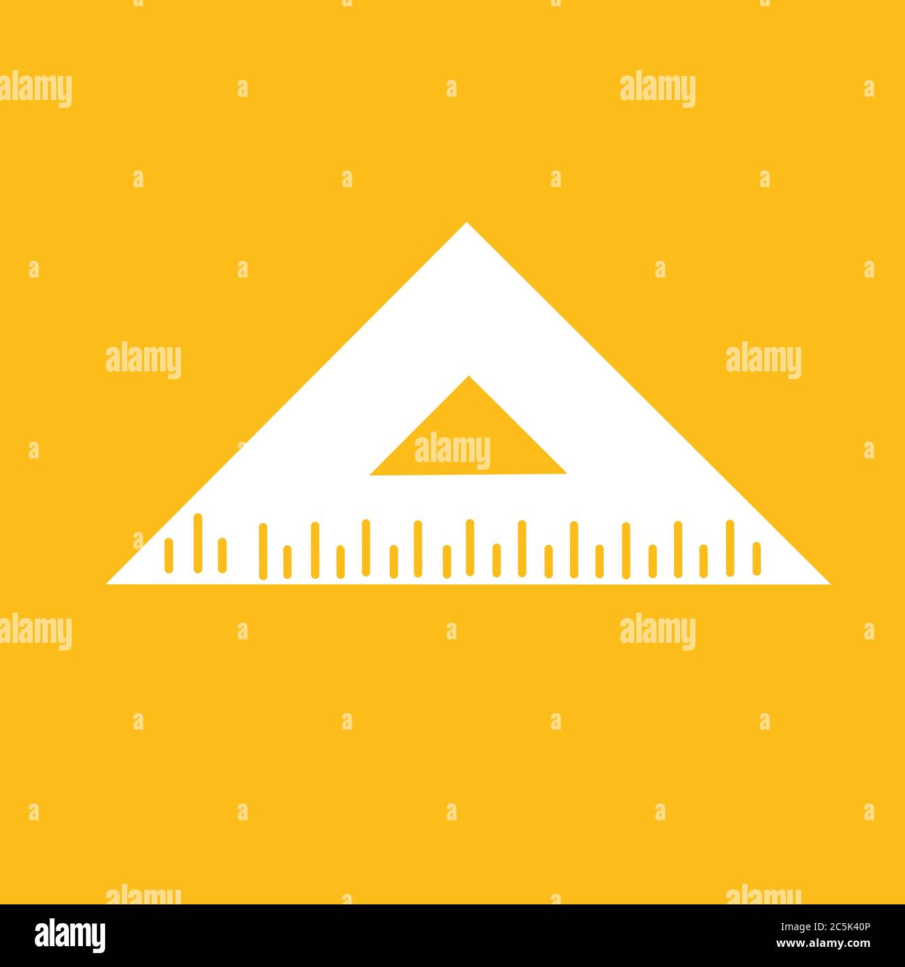 Ruler icon. For websites and apps. Image on yellow background. Flat ...