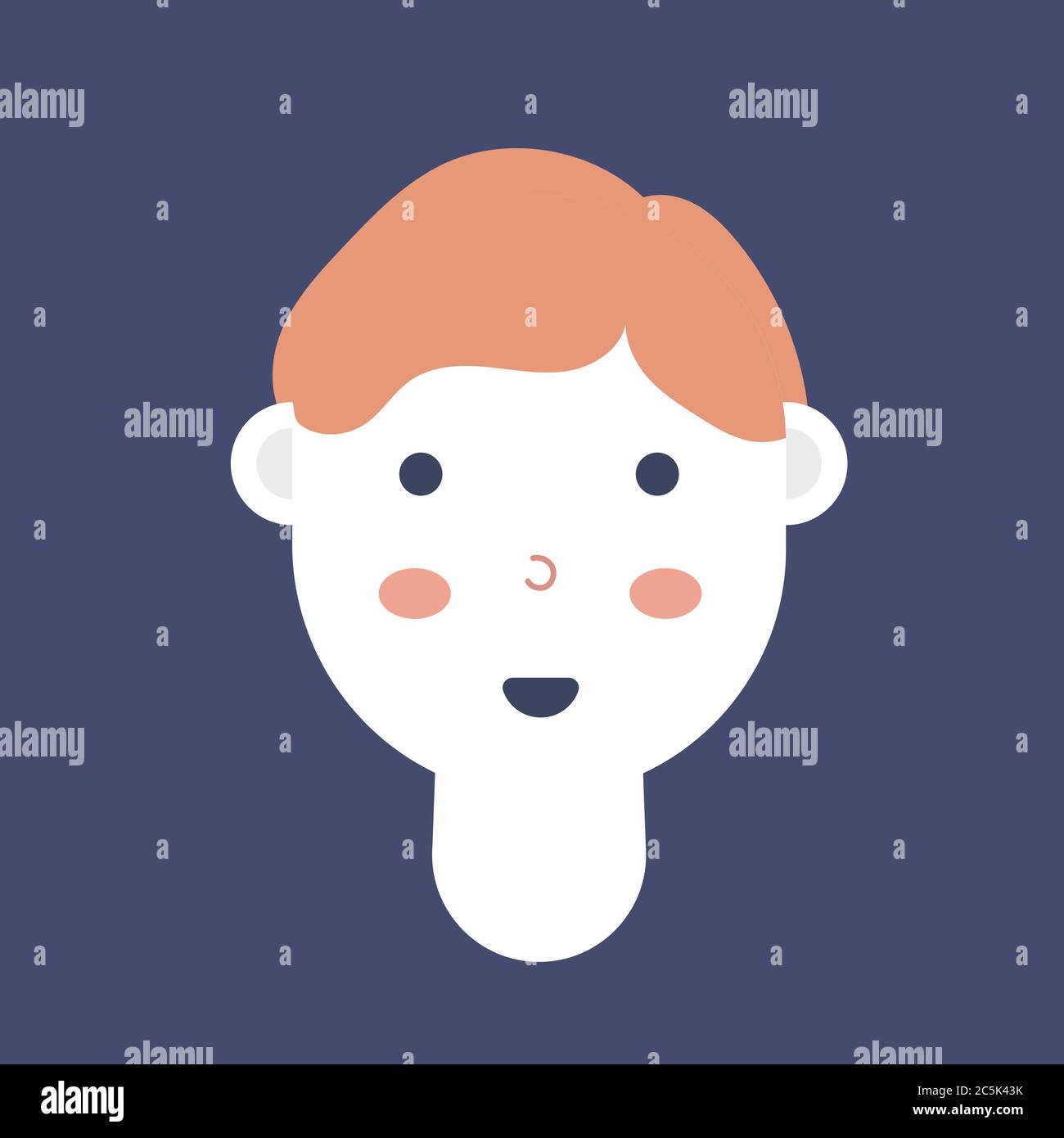Vector illustration of man face on white background. Face in front view ...
