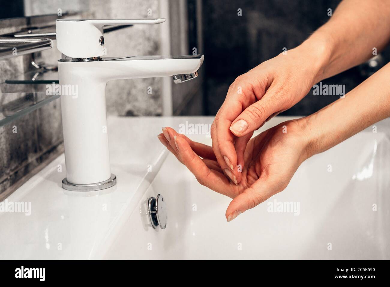 Coronavirus. Proper washing and handling of hands. Liquid antibacterial ...