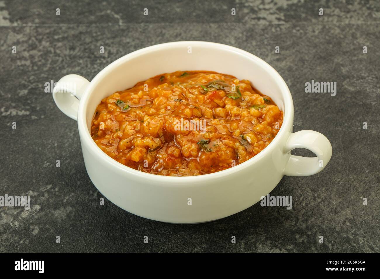Traditional Georgian Kharcho soup with meat and spices Stock Photo - Alamy