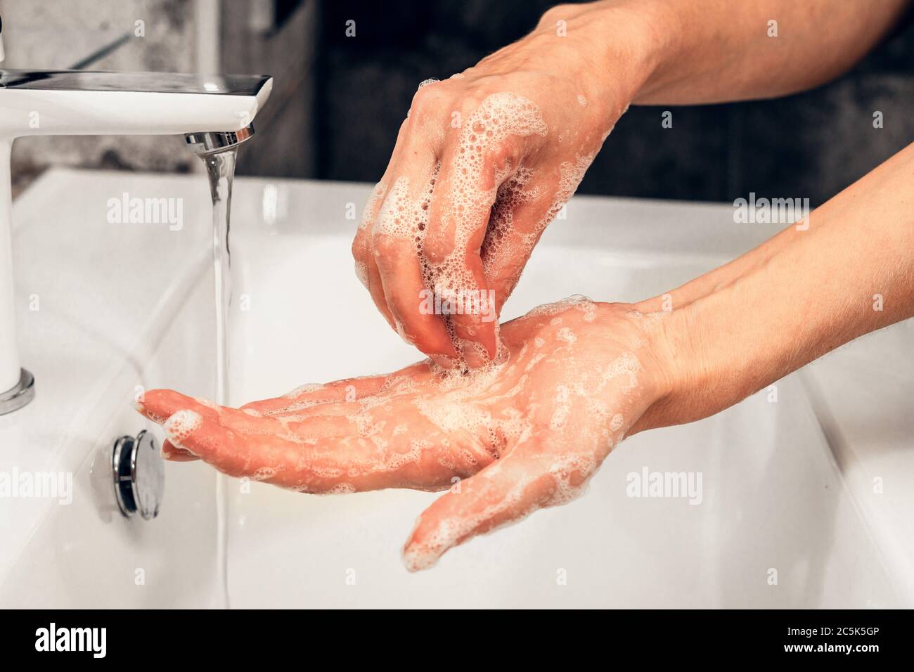 Coronavirus. Proper washing and handling of hands. Liquid antibacterial ...