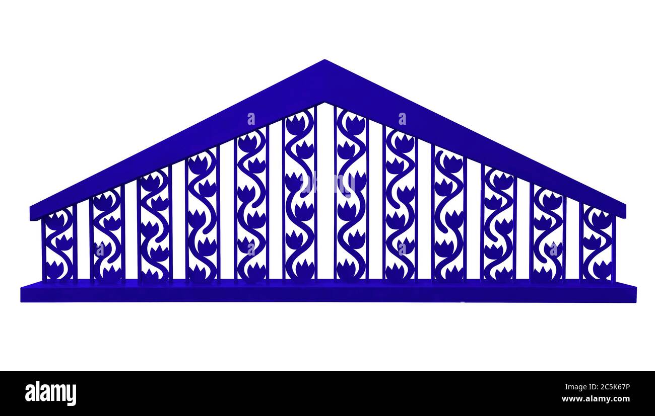 Blue decorative fence isolated on white background. Clipping Path ...