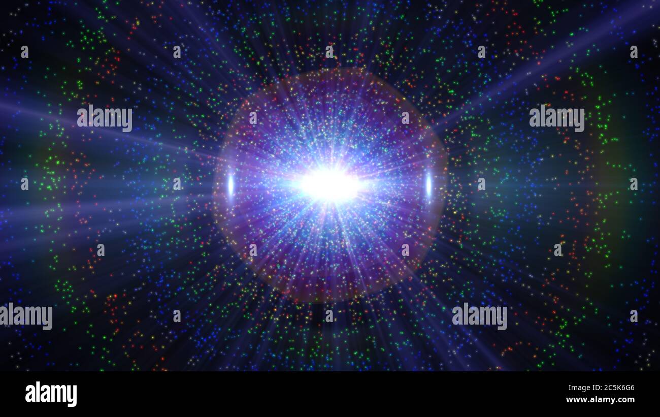 atom particle ray light color abstract in space Stock Photo - Alamy