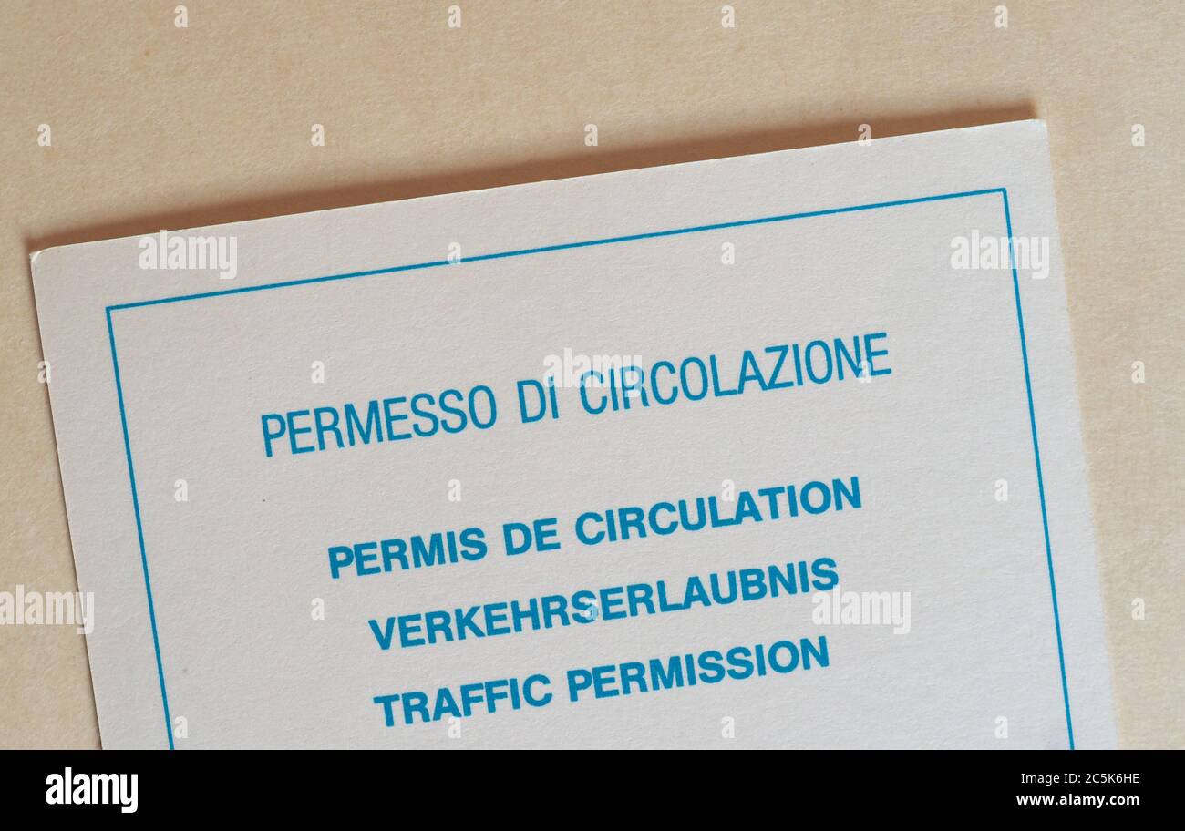 Permesso di circolazione hi-res stock photography and images - Alamy