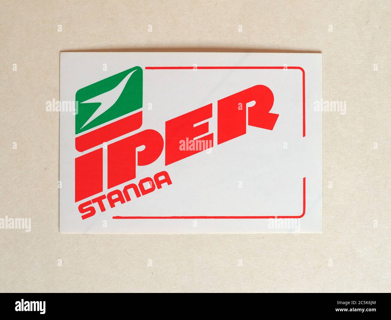 MILAN, ITALY - CIRCA JUNE 2020: Vintage Iper Standa supermarket sticker ...