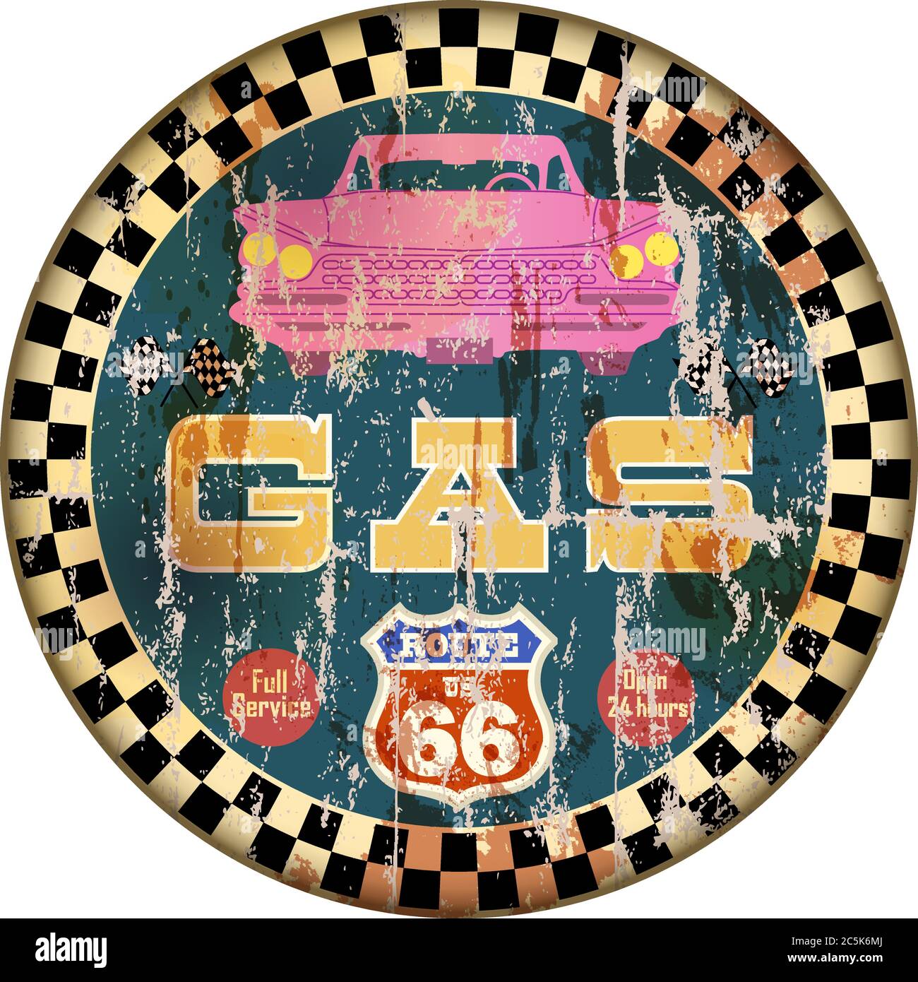 vintage route 66 gas sation sign, retro style vector illustration ...