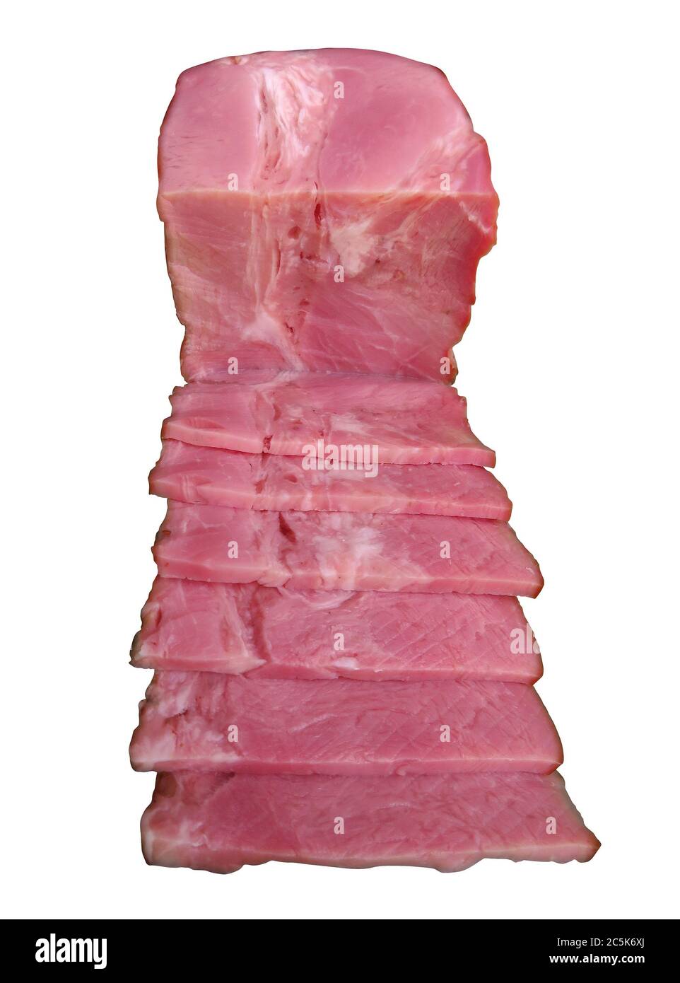 Ham slices isolated on white background. Clipping Path included Stock ...