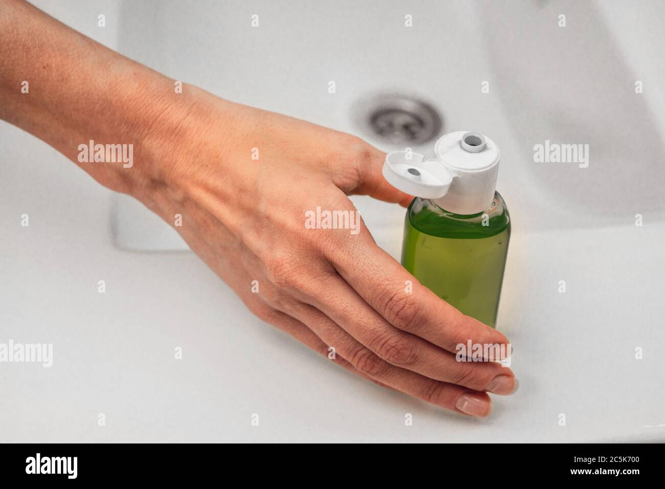 Coronavirus. Proper disinfection of hand treatment with alcohol gel ...