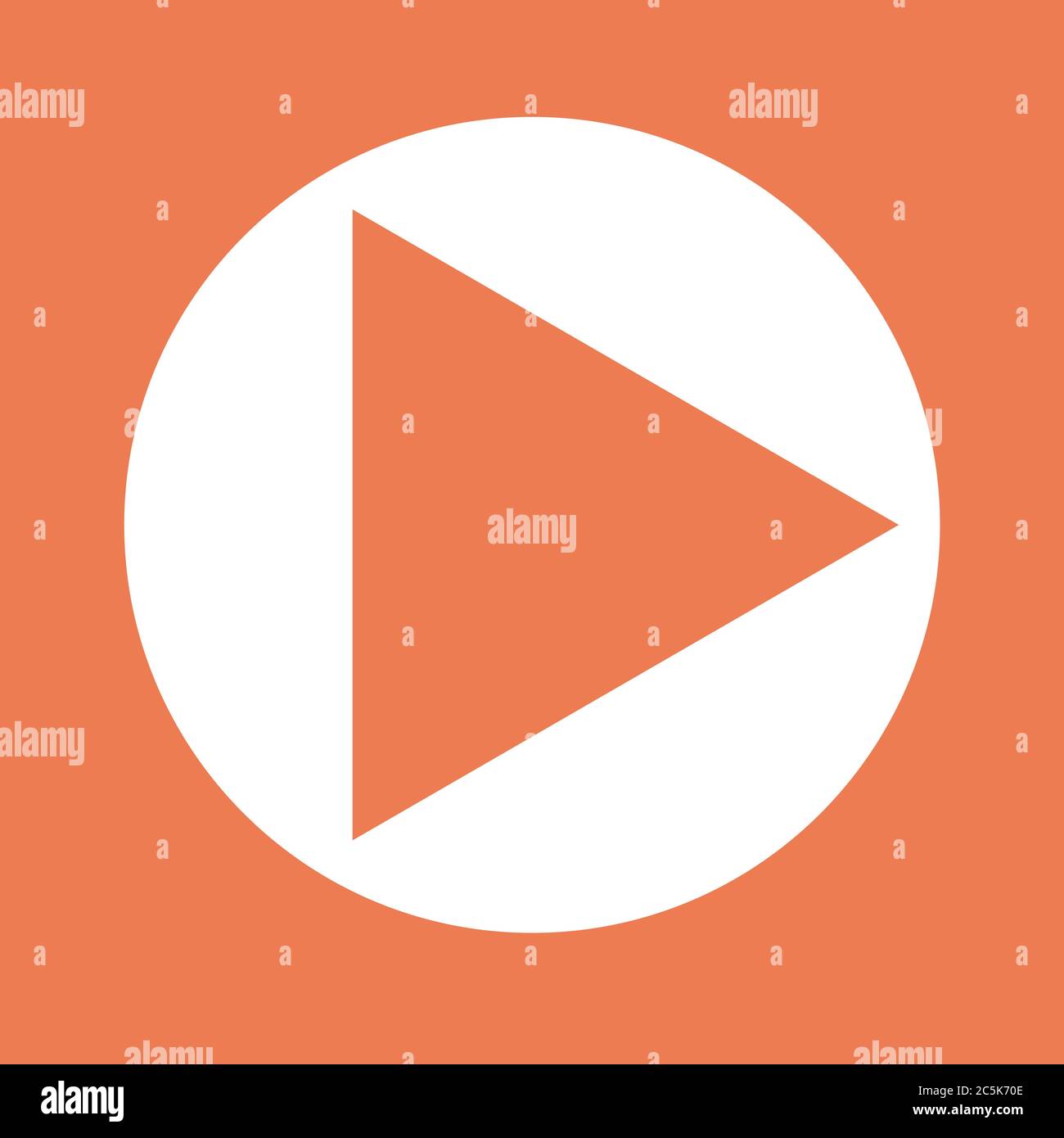 Play symbol icon. For websites and apps. Image on red background. Flat ...