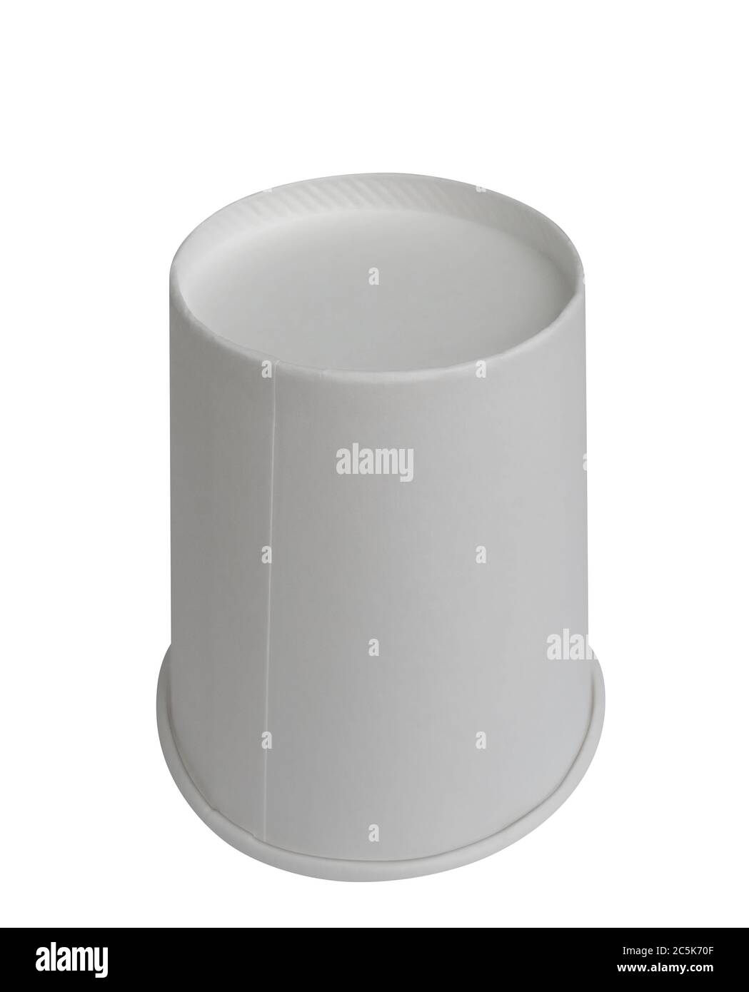 Inverted white paper cup isolated on white. Clipping path included ...