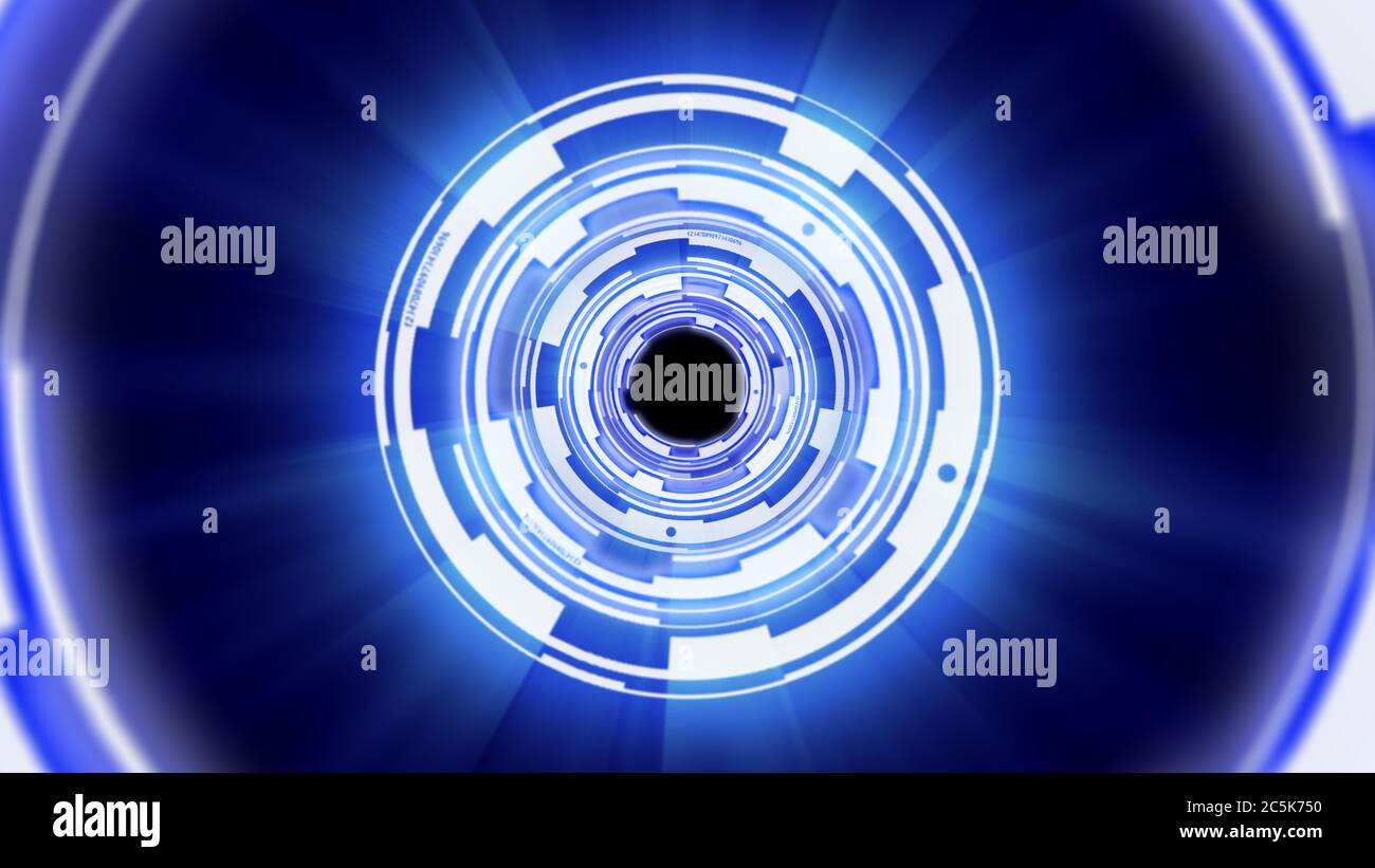 Abstract background techno circles tunnel, futuristic illustration ...