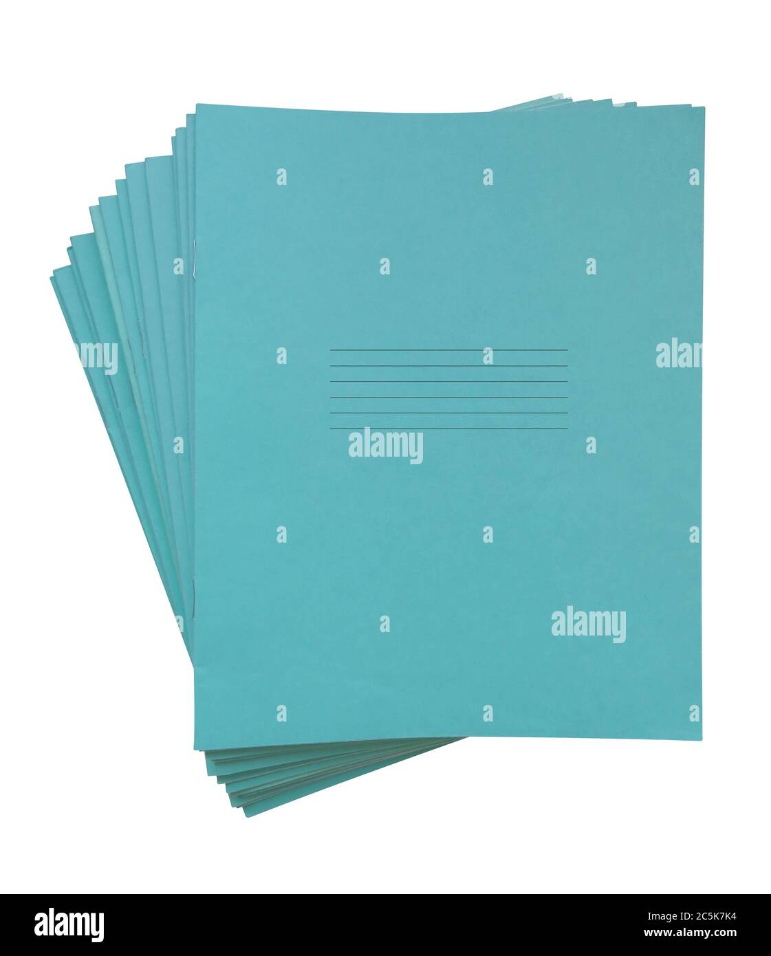 Stack of blue notebooks isolated on a white. Clipping path included ...