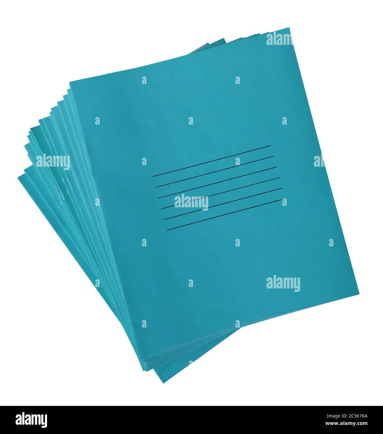 Stack of blue notebooks isolated on a white. Clipping path included ...