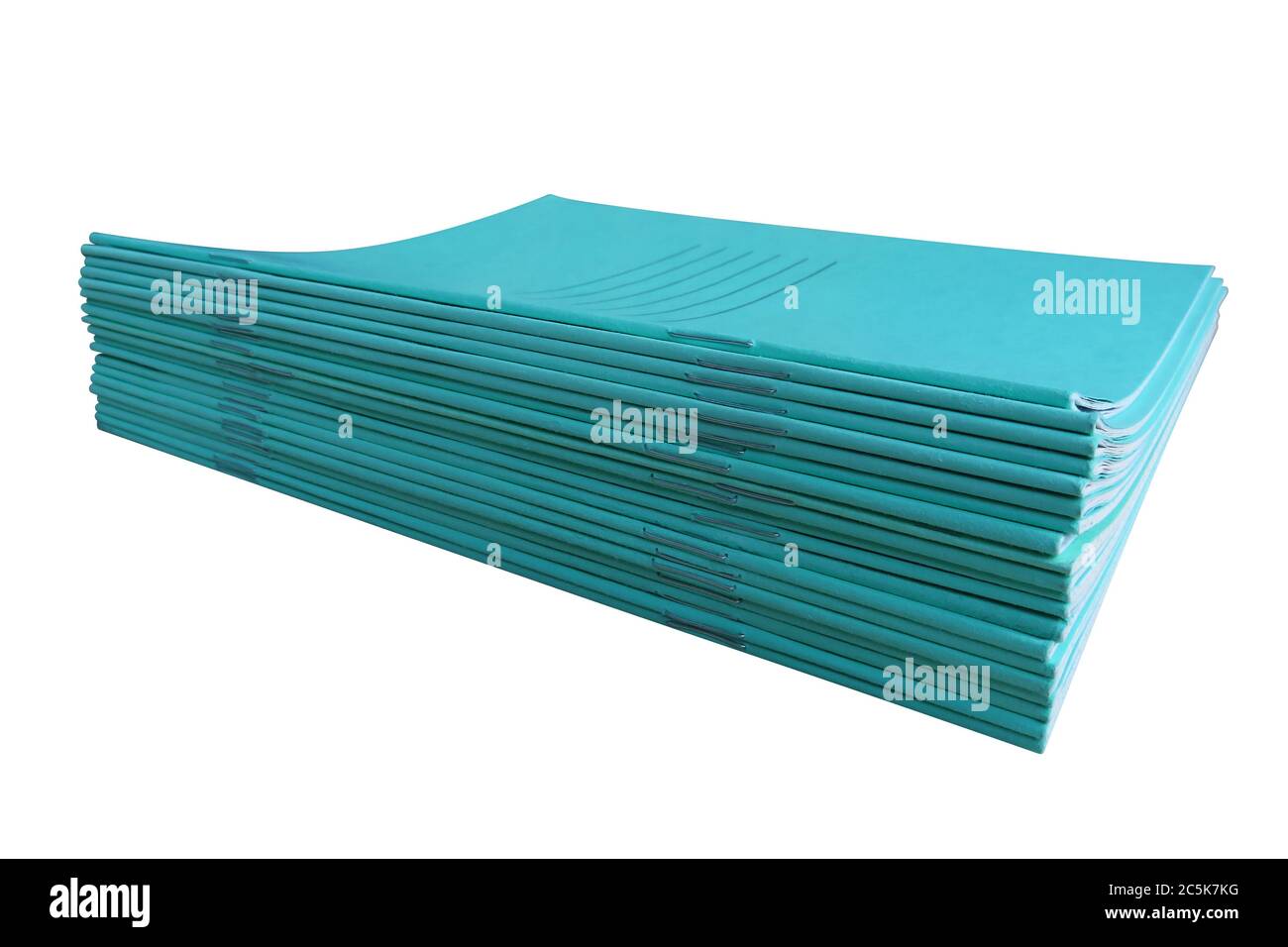 Stack of blue notebooks isolated on a white. Clipping path included ...