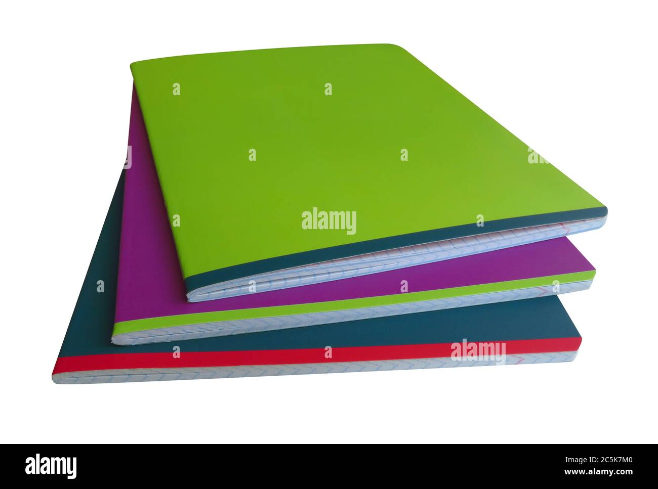 Stack of colorful notebooks isolated on a white. Clipping path included ...