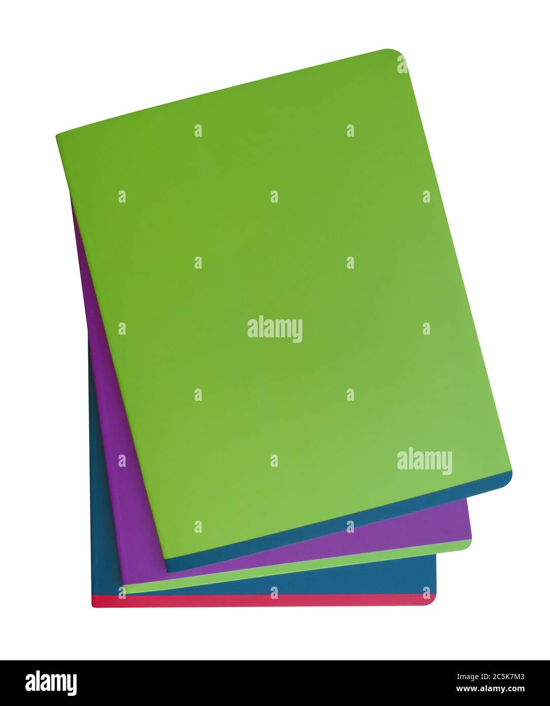 Stack of colorful notebooks isolated on a white. Clipping path included ...