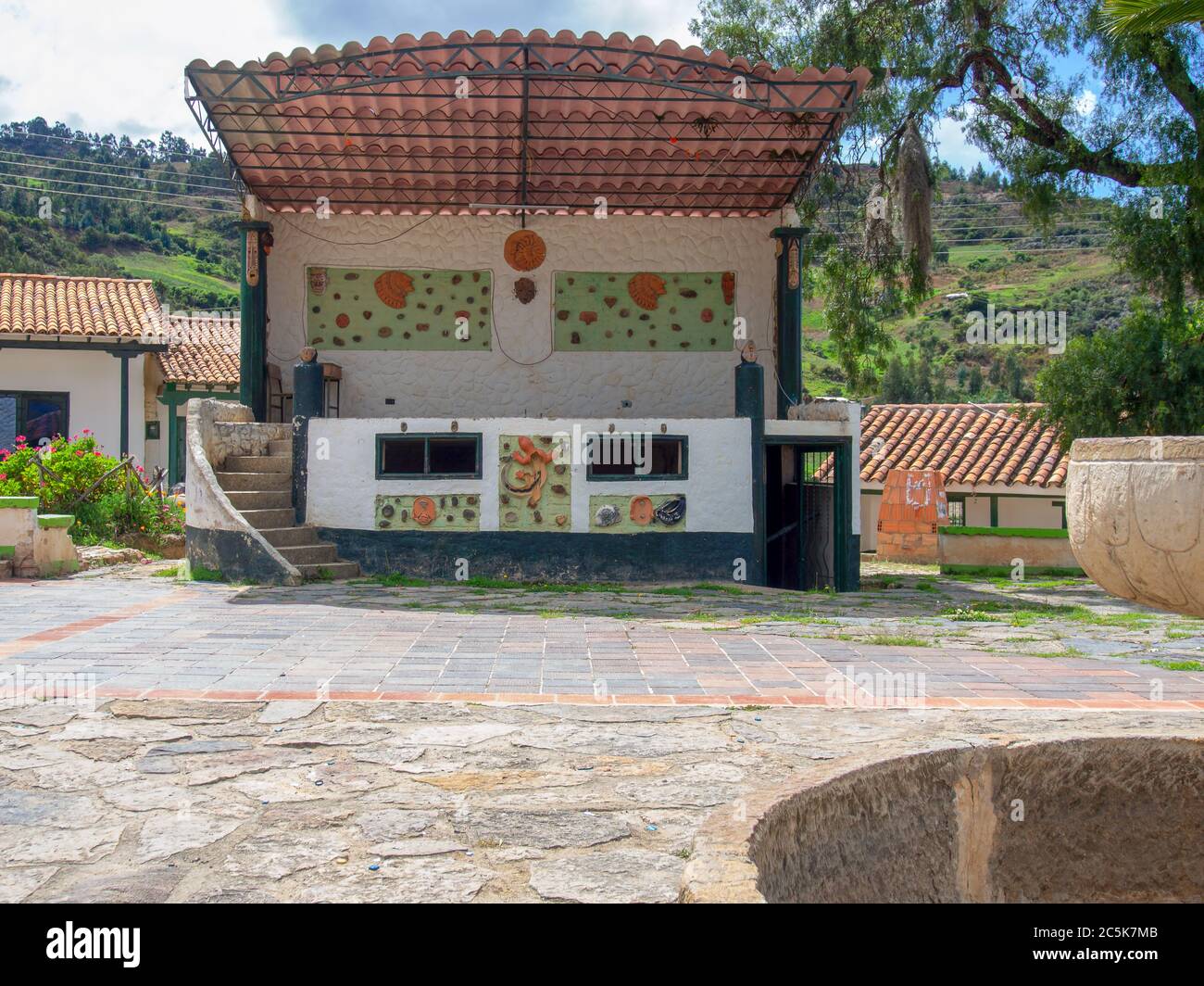 Front view of the neglected public open air theater of the colonial ...