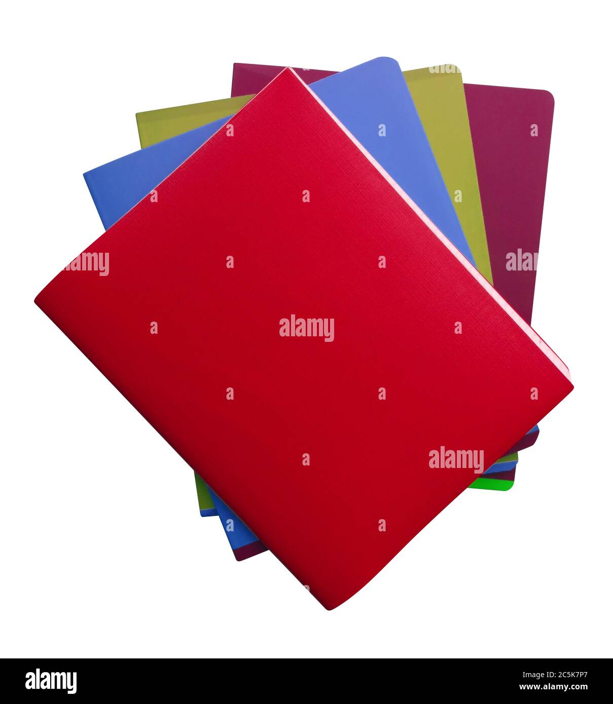 Stack of colorful notebooks isolated on a white. Clipping path included ...