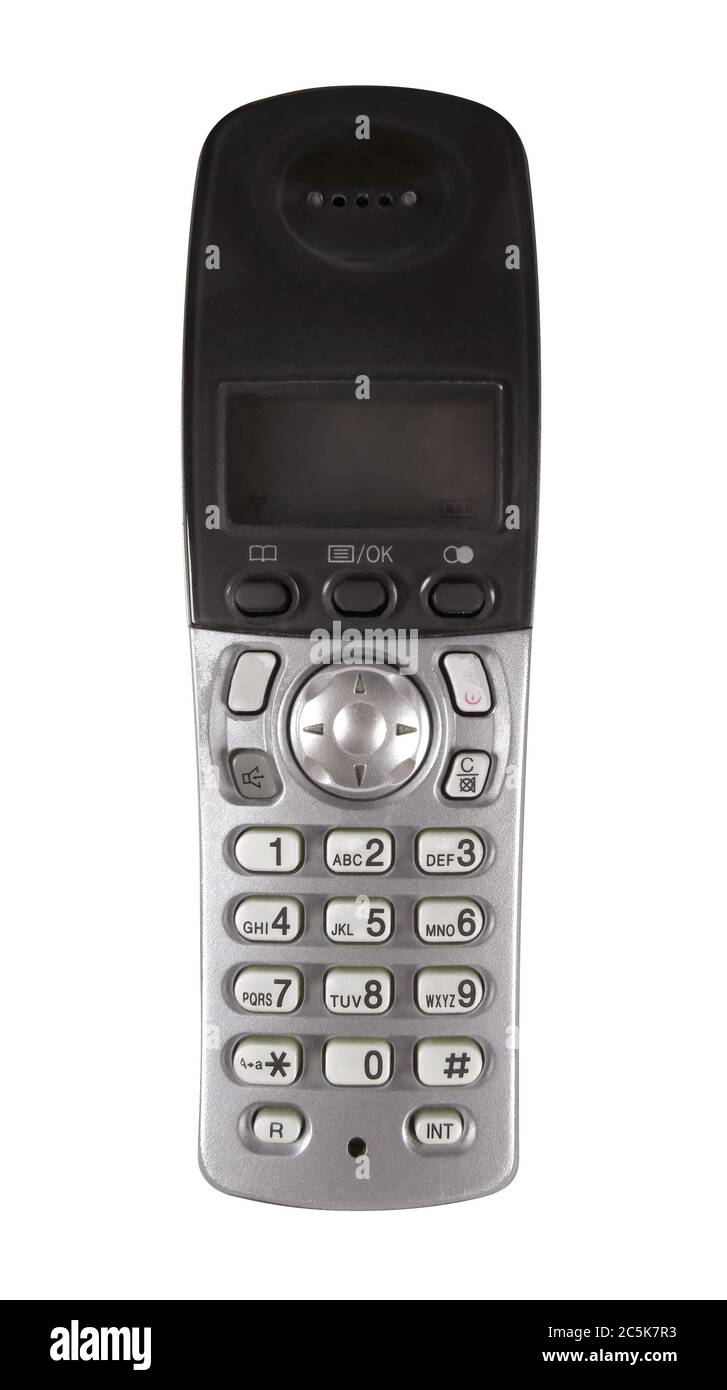 Old push button phone isolated on white. Clipping Path included Stock ...