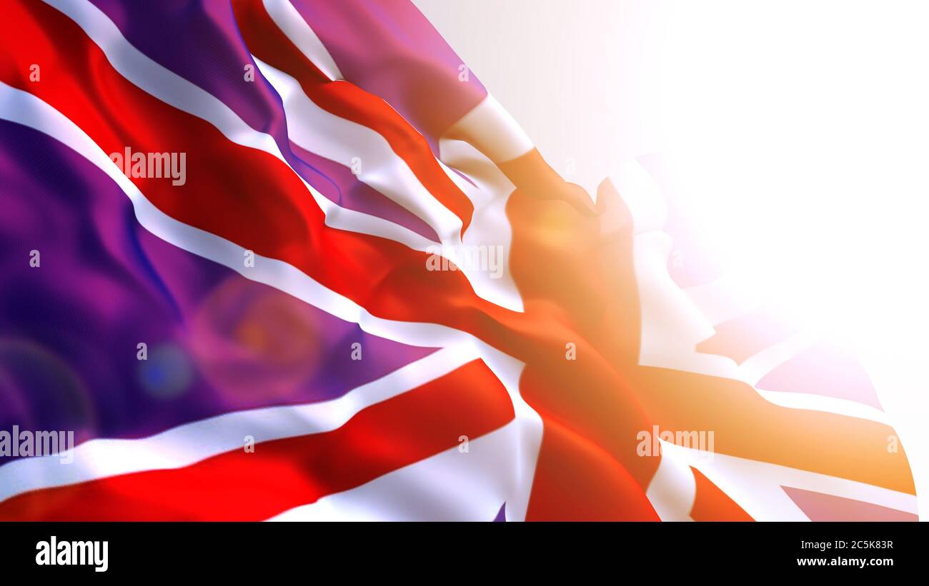 British flag in the wind, computer graphics. English flag, texture with ...