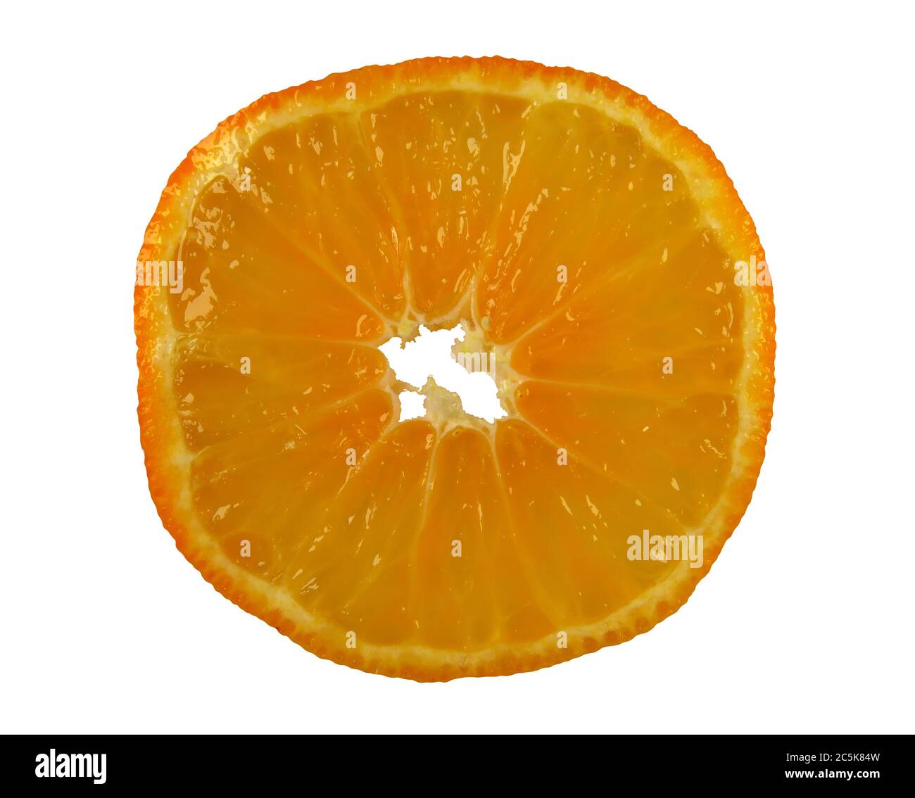 Round slice of orange isolated on white. Photo with clipping path Stock ...