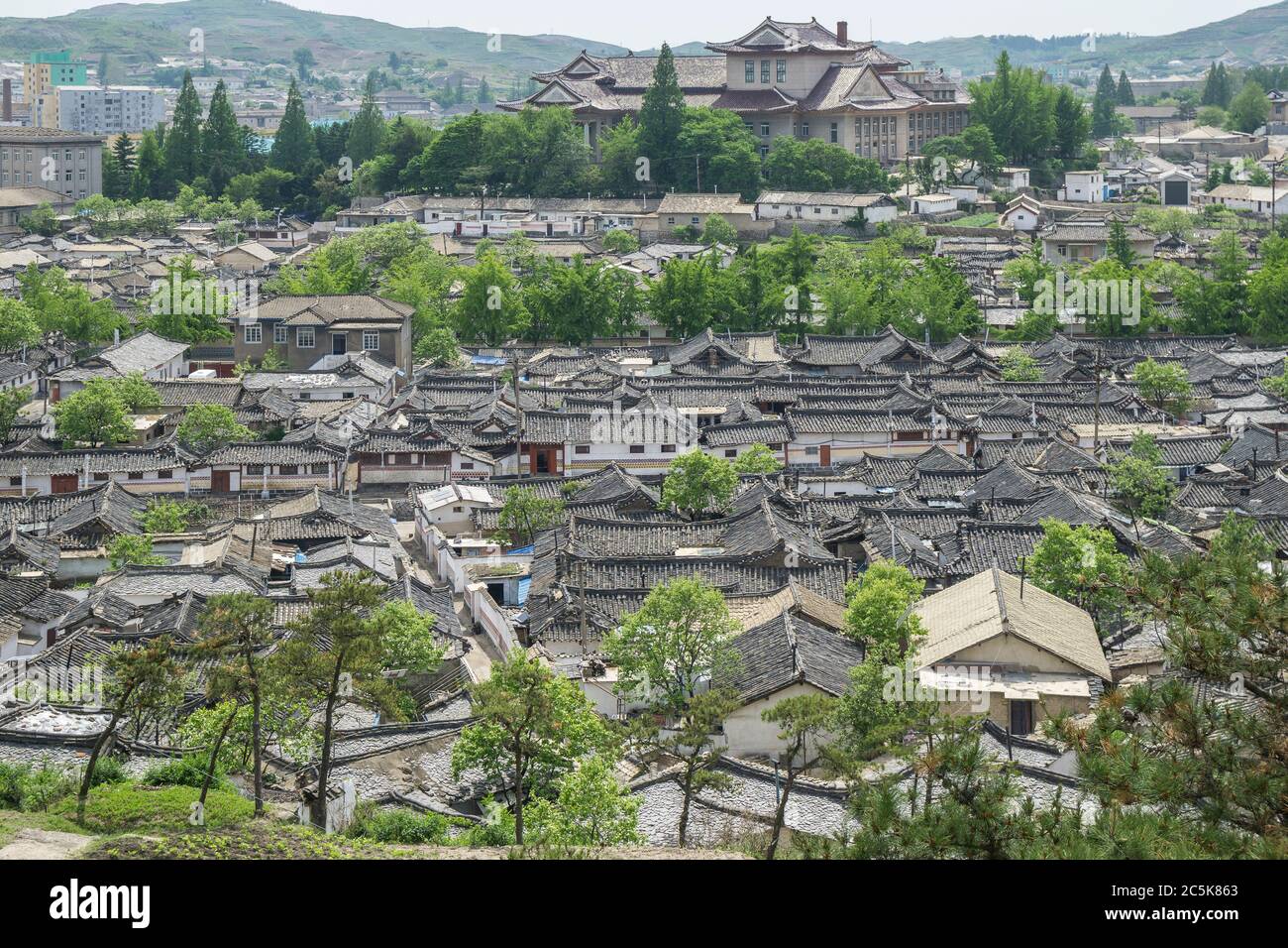 View of roofs in the old town, North Hwanghae Province, Kaesong, North ...