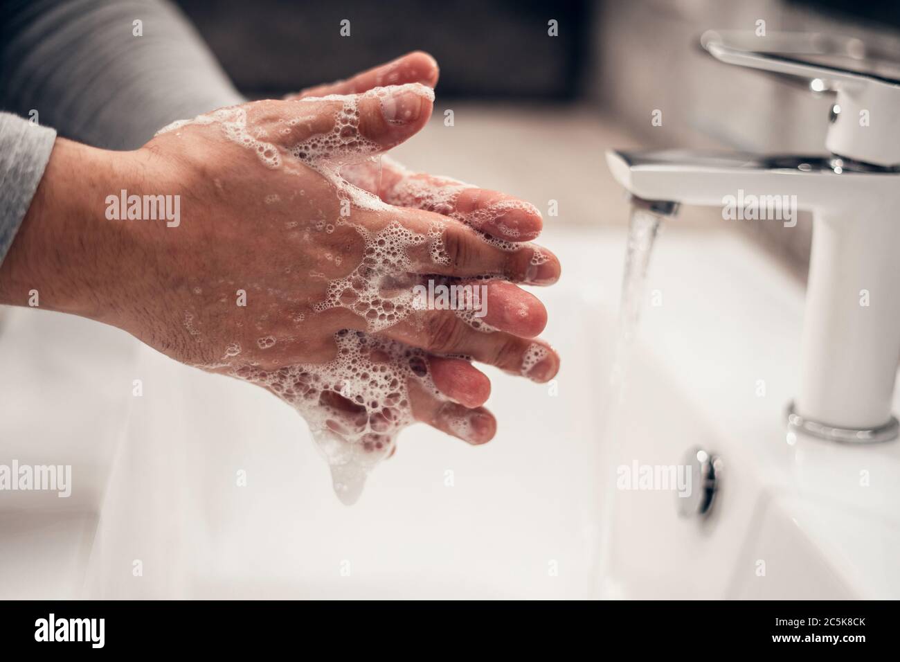 Coronavirus. Proper washing and handling of hands. Liquid antibacterial ...