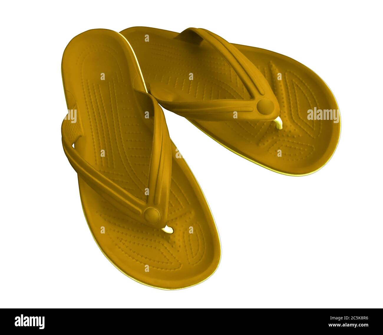 Yellow rubber slippers isolated on a white. Clipping Path included ...