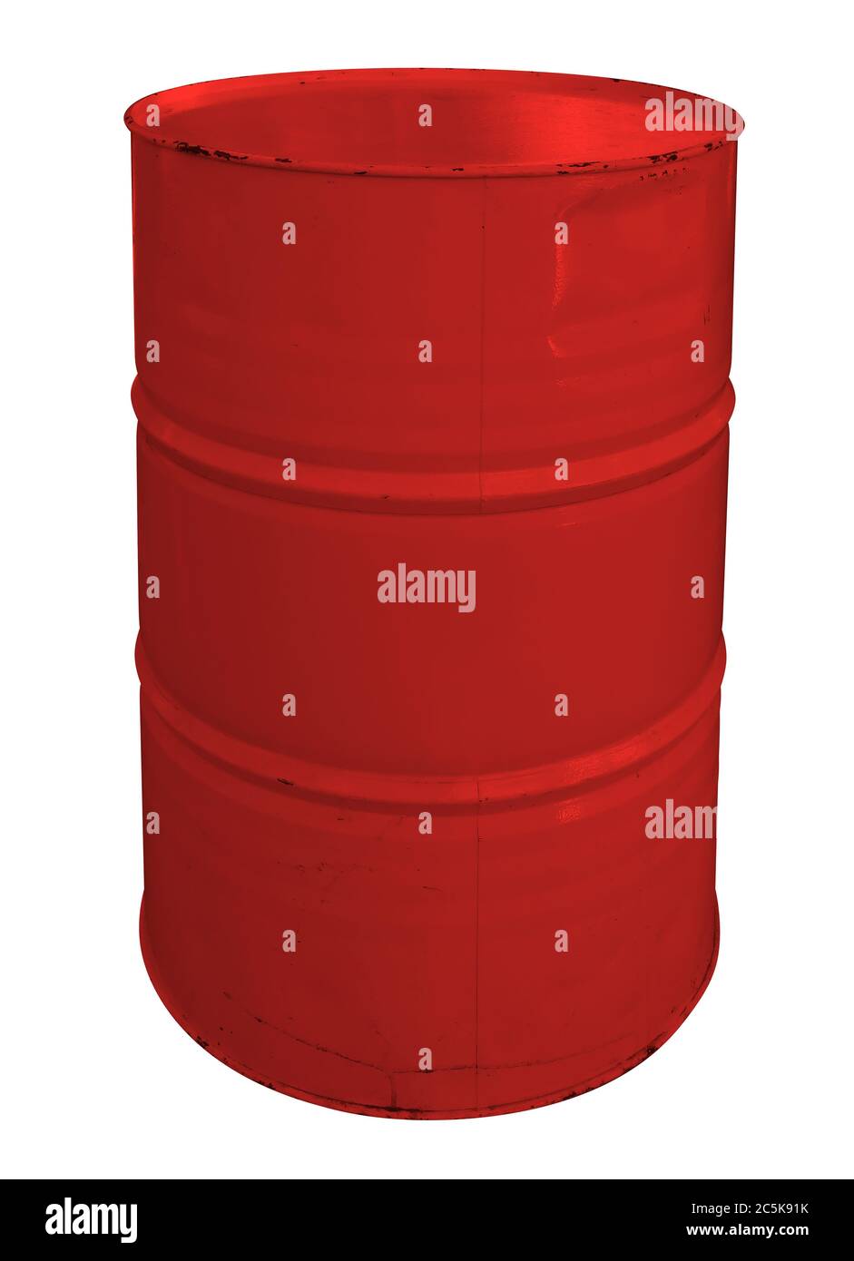 Single red metallic barrel, isolated on white background. Clipping Path ...