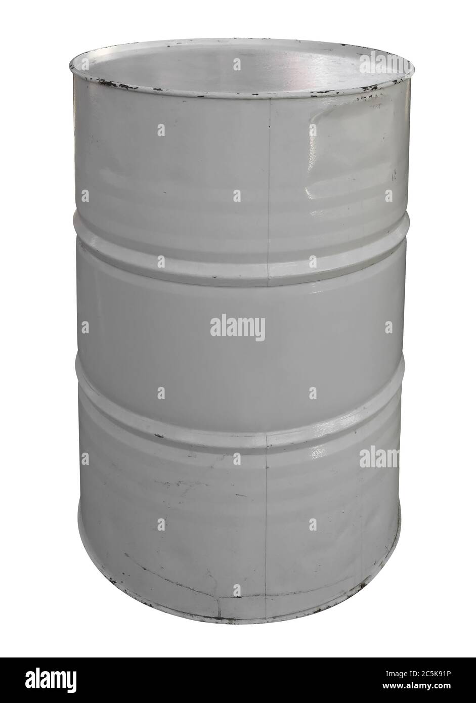 Single white metallic barrel, isolated on white background. Clipping ...