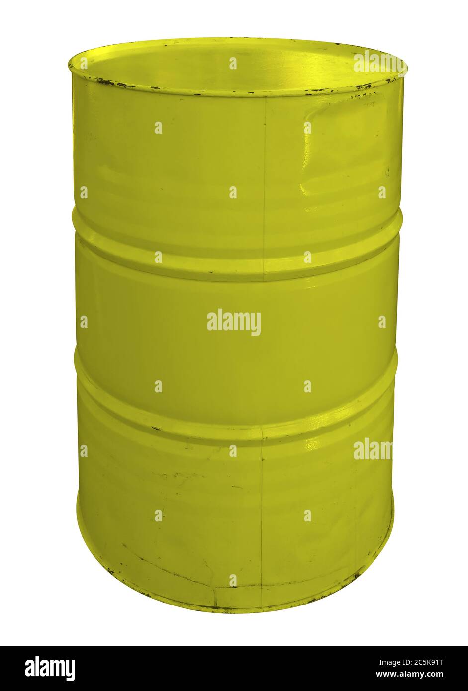 Single yellow metallic barrel, isolated on white background. Clipping ...